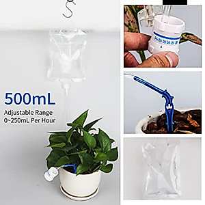 Drip Irrigation Kits, 500mL Bag Drip Watering System for Potted Plants with Adjustable Flow, Self Automatic Watering System for House Plants Flowers, Irrigation Device, Plant Waterer for Indoor Outdoor Gardening Plants