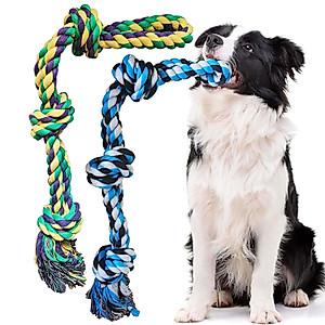 TUAHOO Heavy Duty Dog Rope Toy for Large Breed, Indestructible Dog Toy for Aggressive Chewers, 100% Cotton Tough Rope Chew Toy, Tug of War Dog Pull Rope for Boredom, Teeth Cleaning (2 Pack,780g)