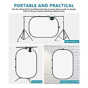 NEEWER 5x7ft/1.5x2m Chromakey Black Backdrop White Backdrop 2 in 1 Double Sided Pop Up Collapsible Backdrop with Support Stand, Foldable Panel for Photo and Video Shooting, Live Streaming, Gaming
