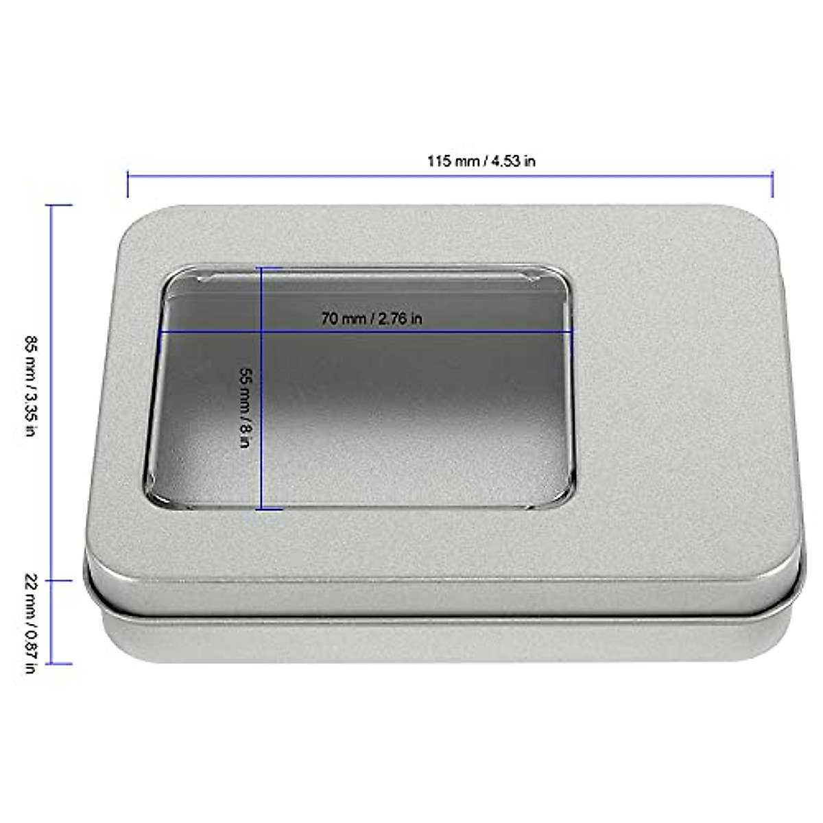 FUNSUEI Rectangular Metal Tins Cans, 24 Pack 4.5 x 3.5 x 0.8 Inches Empty Metal Tin Containers Cans with Clear Window Lids, Metal Tins Jars for Candles, Candies, Gifts, Balms, Small Crafts