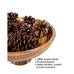 MOXY BARE Wooden Fruit Bowl for Kitchen Counter | Wood Bowl for Décor | Decorative Pedestal Bowl for Dinning Table Centerpiece | Wood Bowl for Coffee Table & Holiday Décor | Acacia Wood