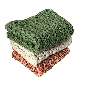 Crochet Kitchen Dish Cloths Fall Harvest Green Beige Orange Yellow Wash Cloth Crochet Cotton Dishcloths Set of 3