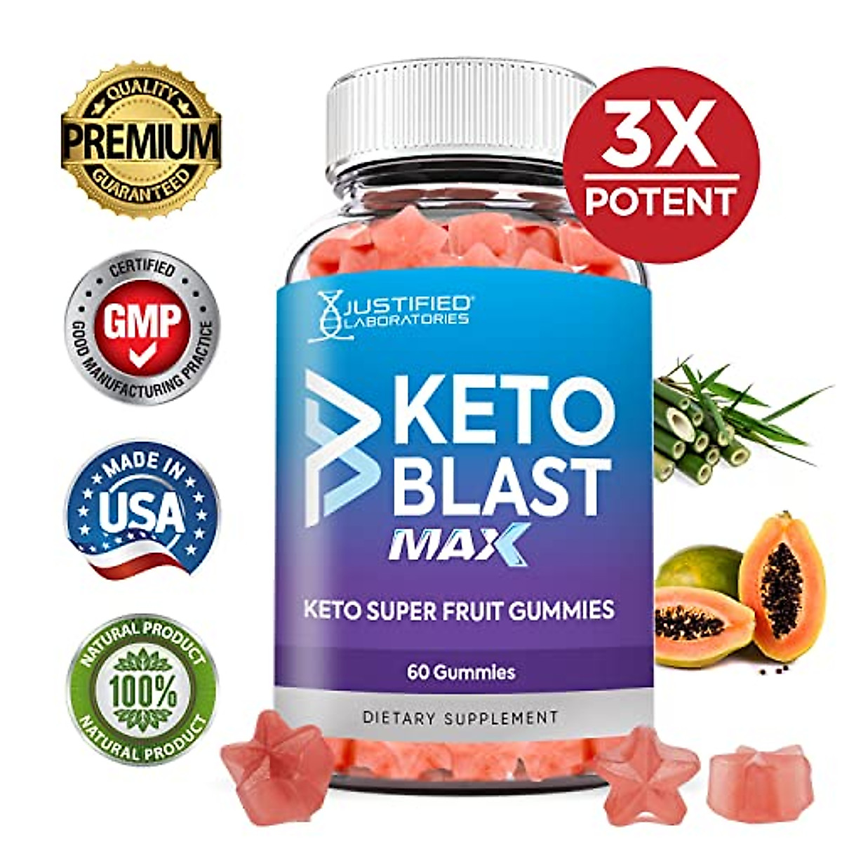 (3 Pack) Keto Blast Max Gummies Collagen Booster Contains Organic Silica Bamboo Acai Berry with Pomegranate Juice 180 Gummys