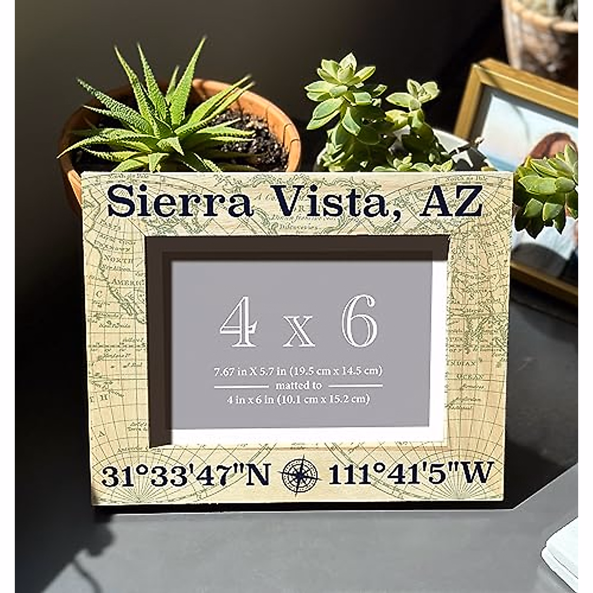 R and R Imports East Greenville Pennsylvania Souvenir Wooden Photo Frame Compass Coordinates Design Matted to 4 x 6