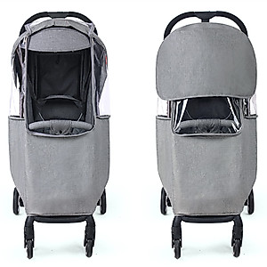 Universal Stroller Rain Cover, Travel Weather Shield for Windproof, Waterproof, Protect from Sun Dust Snow Clear-Breathable Shield for Baby Stroller