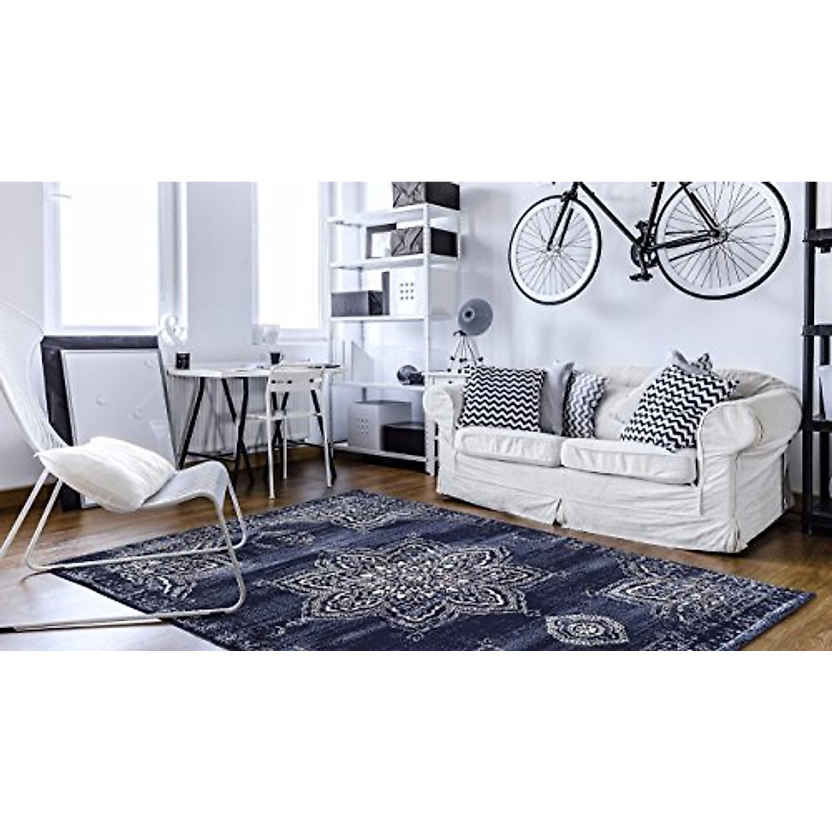5934 Distressed Navy 8 x 10 Area Rug Carpet Large New
