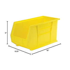 Akro-Mils 30265 AkroBins Plastic Storage Bins, Space-Saving Stackable Bins, Garage Organization Bins, Closet, Classroom Organization, Craft Storage, 18-Inch x 8.25-Inch x 9-Inch, Yellow, 6-Pack