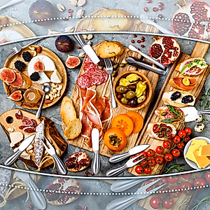 38 Pcs Charcuterie Board Accessories Utensils Include Cheese Knife Set Charcuterie Bowls Cheese Markers Serving Tongs Spoons and Forks Honey Dipper for Butter Cheese and Pastry Making (Silver)