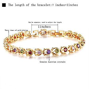 Women Bracelets, 18K Multi-Gemstone and Diamond Tennis Bracelet Gold Heart Bracelets for Women (Diamond Bracelet)