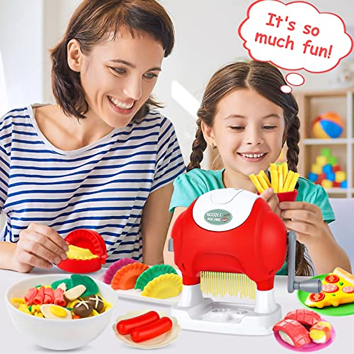 35PCS Play Dough for Kids, Creations Kitchen Play Food Color Dough Noodle Machine Toy Set, Dough Accessories Sets Christmas Birthday Gift for Kids Age 3 4 5 6 7 8