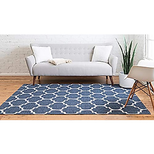 Rugs.com Georgia Collection Rug – 7' x 10' Navy Blue Flatweave Rug Perfect for Living Rooms, Large Dining Rooms, Open Floorplans