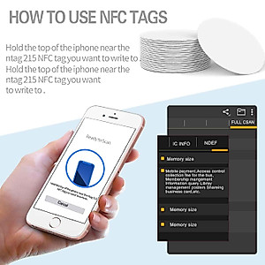 50pcs NFC Cards NFC Tags Ntag 215 NFC chip NFC 215 tag rewritable NFC Coin Cards，Compatible with Tagmo and NFC Enabled Mobile Phones and Devices, Round (25 mm/ 1 Inch)