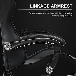 GTPLAYER Gaming Chair, Computer Chair with Footrest and Lumbar Support, Height Adjustable Game Chair with 360°-Swivel Seat and Headrest and for Office or Gaming (Black)