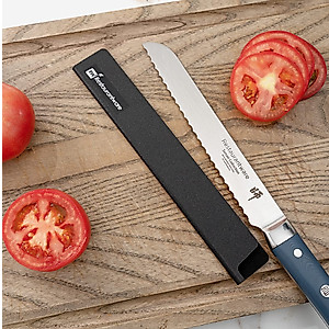 Restaurantware Sensei 10 x 1.5 Inch Knife Sleeve, 1 BPA-Free Knife Protector - Fits Bread Knife, Felt Lining, Black Plastic Knife Blade Guard, Durable, Cut-Proof