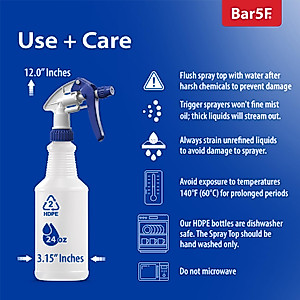 Bar5F Professional Sprayer 24-Ounce - 20 Foot Spray, Bleach Resistant, Adjustable Nozzle, All-Purpose, 3-Pack