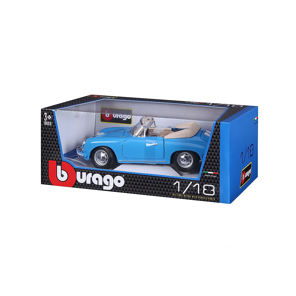Bburago 1:18 Scale 1961 Porsche 356B Cabriolet Diecast Vehicle (Colors May Vary)