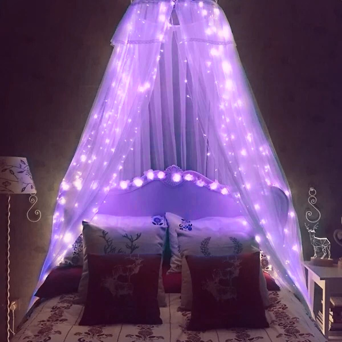 iiEASEST Purple Led Fairy String Lights Halloween Christmas Gift for Mother Grandma 100 LED 33 Feet Wire Micro Mini Twinkle Starry Lights with Remote for Tree Bedroom Party Wedding Decor