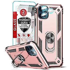 LeYi Compatible for iPhone 12 Pro Max Case with [2 Pack] Tempered Glass Screen Protector and Camera Lens Protector for Women Men, Military-Grade Phone Case for iPhone 12 Pro Max, Rose Gold