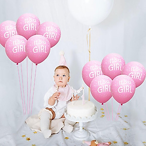 AnnoDeel 50 Pcs It's a Girl Balloons, 12inch Pink Girl Latex Balloons for Baby Shower Birthday Party Supply Docarations