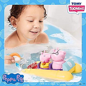TOMY Toomies Peppa Pig Bath Toys — Peppa’s Boat Adventure Bath Toy Set — Includes Two Boats and 5 Peppa Pig Toy Figures — Baby and Toddler Bath Toys for 18 Months and Up