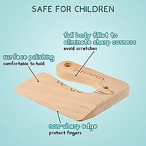 Sosation 2 Pieces Wooden Kids Knife for Cooking, Children's Safe Knives Wooden Kids Knife for Cooking and Cutting Veggies Fruits, Cute Fish and Crocodile Shape Kitchen Tool for 2-10 Years Old Kid