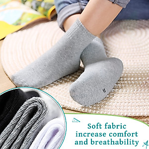 Eyean Kids Athletic Crew Socks Boys Girls Cotton School Uniform Casual Basic Socks 6 Pairs (6-8 Years, Black+White+Grey)