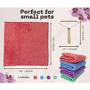 (8+1) 8 Soft Blankets for Guinea Pig Reusable Washable and 1 Animal Hair Remover, Hamster Cage Fleece Liners Small Pets Bunny Rabbit Absorbent Bedding Mat Sleep Blanket Bed for Puppy 11.8"x11.8"