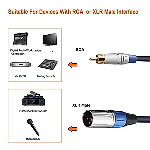tisino Dual RCA to XLR Cable, 2 RCA to 2 XLR Male HiFi Stereo Audio Connection Microphone Cable Wire Cord Path Cable - 6.6 Feet