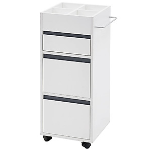 BarberPub Salon Trolley with Drawers Barber Cart Storage Cabinet Beauty Organizer Spa Equipment 2039 (White)