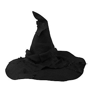 Nicky Bigs Novelties Adult Tattered Scarecrow Witch Hat - Distressed Wizard Costume Hat - Sorcerer Halloween Costume Accessories, Black, One Size