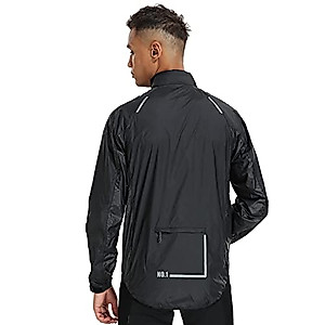 Santic Cycling Windbreaker Bike Outdoor Skinsuit Jacket Sun Protection Riding Equipment UPF50+,Black,Size S