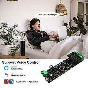 2 Channel WiFi Momentary Inching Relay Self-Locking Switch Module Smart Life/Tuya APP Control WiFi Relay Module for Garage Door Opener, DC 7-32V WiFi Relay Switch Compatible with Alexa Goolge Home