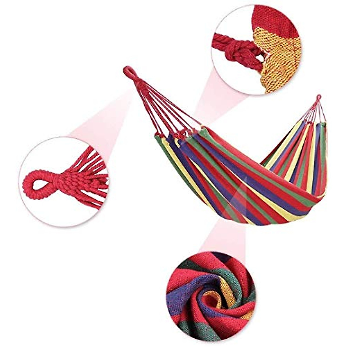 E KAINI Outdoor Garden Camping Hammock,Portable Hammock for Patio Yard Garden Backyard Porch Travel (260x150cm/Red)