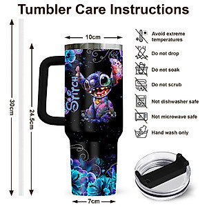 GEPOSTORE Blue Alien 40 Oz Tumbler With Lid Stainless Steel, Cute Cartoon Movie Character Tumbler, Birthday Gifts for Movie Lovers