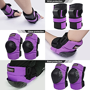 Haomaomao Adult & Kids Knee Pads Elbow Pads Wrist Guards Protective Gear Set for Roller Skates Scooter Inline Skating Cycling BMX Bike Skateboard Riding and Outdoor Extreme Multi-Sports