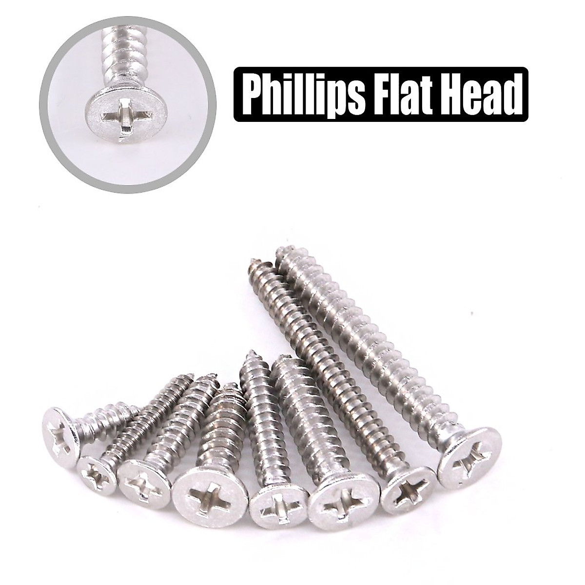 Hilitchi 285-Piece Stainless Steel Phillips Flat Head Self Tapping Screw Assortment Kit (Flat Head)