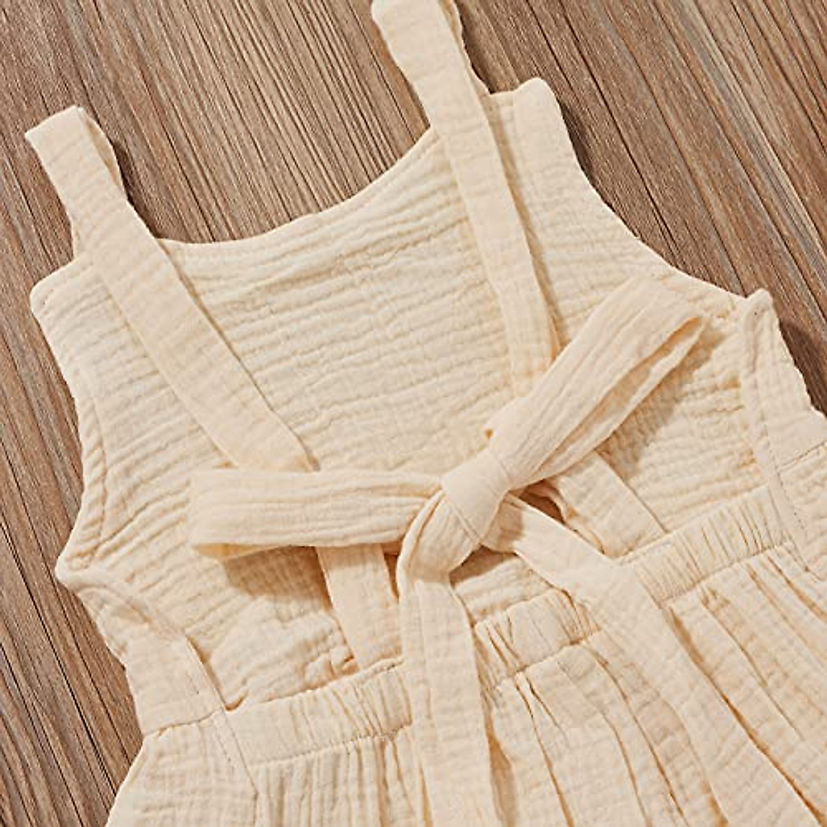 Toddler Kids Baby Girl Sleeveless Ruffle Romper Jumpsuit Backless Playsuit Outfit Overalls (Beige, 2-3 Years)