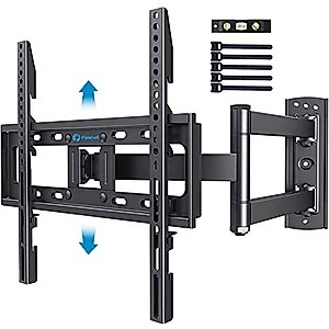 Pipishell Full Motion TV Wall Mount for Most 26-60 inch Flat & Curved TVs up to 77 lbs, Single Articulating Arm, Adjustable Bracket Height, Extension, Max VESA 400x400mm, PIMF9