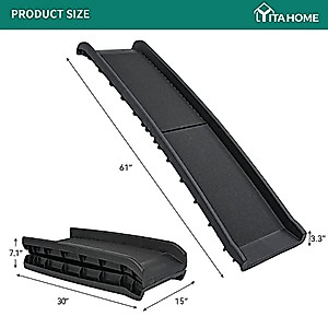 YITAHOME 61in Folding Dog Ramp for Cars, Portable Pet Ramp for Large Dogs, Lightweight Non-Slip Resin Dog Car Ramp with Safe Raised Sides Stairs Step Ladder for SUV Truck, 150lbs Load Capacity
