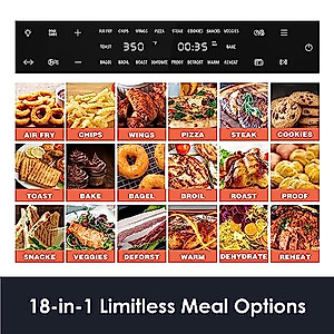 32 QT Digital Toaster Oven Air Fryer Combo, AUMATE by Kitchen in the box Convection Oven Countertop, 19-in-1 Smart Airfryer, Pizza Oven, Toast Bake and Broil, Rotisserie, 7 Accessories, 1800W