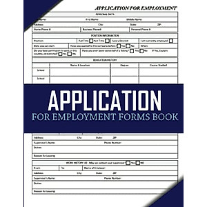 Application For Employment Forms Book: Employment Application Form