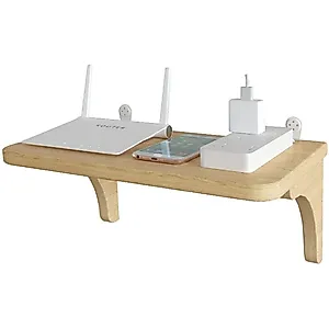 AVEEWA WiFi Router Storage Box Punch-Free Wireless Router Storage Bo Wooden Wall-Mounted Router Shelf WiFi Cat Rack Shielding Box Wall Hanging Decoration