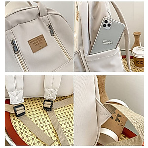 CHERSE Cute Backpack with Bear Aesthetic Accessories Kawaii stuff Y2K Backpack Preppy Shoulder Bookbag (White)