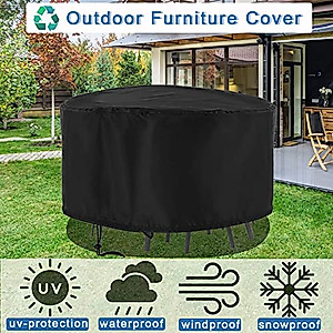 Rilime Patio Furniture Set Cover Round, Waterproof Round Patio Table Cover Outdoor Furniture Covers for Patio Furniture(73" D x 43" H)