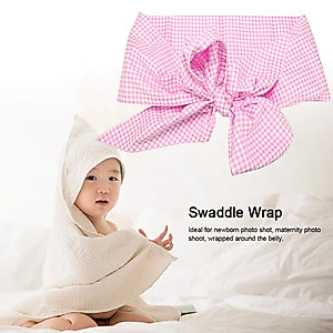 Zerodis Baby Swaddle Wrap Sash, Cotton Maternity Bowknot Newborn Infant Blanket for Photo Shot, Newborn Baby Swaddle Blankets Receiving Blankets Infant Baby Gifts(Light Plaid)