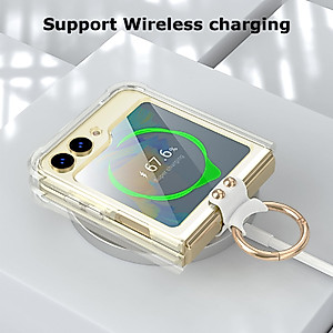 Designed for Samsung Galaxy Z Flip 5 Case Clear with Ring, Anti-Fall Shockproof Protective Phone Cover Case Compatible with Galaxy Z Flip 5 Case 5 G 2023 (Clear)