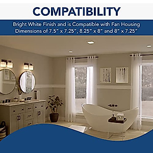 Broan-NuTone FG800RGBS Bluetooth Speaker & Customizable Color Changing LED Cover/Grille for Bathroom Fans, Easy DIY Install, Bright White