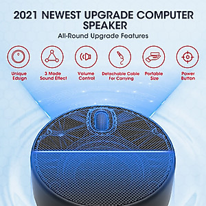 KIXAR USB Computer Speaker with Microphone, Laptop Speaker with Mic, Hand Free Enhanced Voice Pick up, Compatible with Zoom for Personal Call and Home Office Meeting