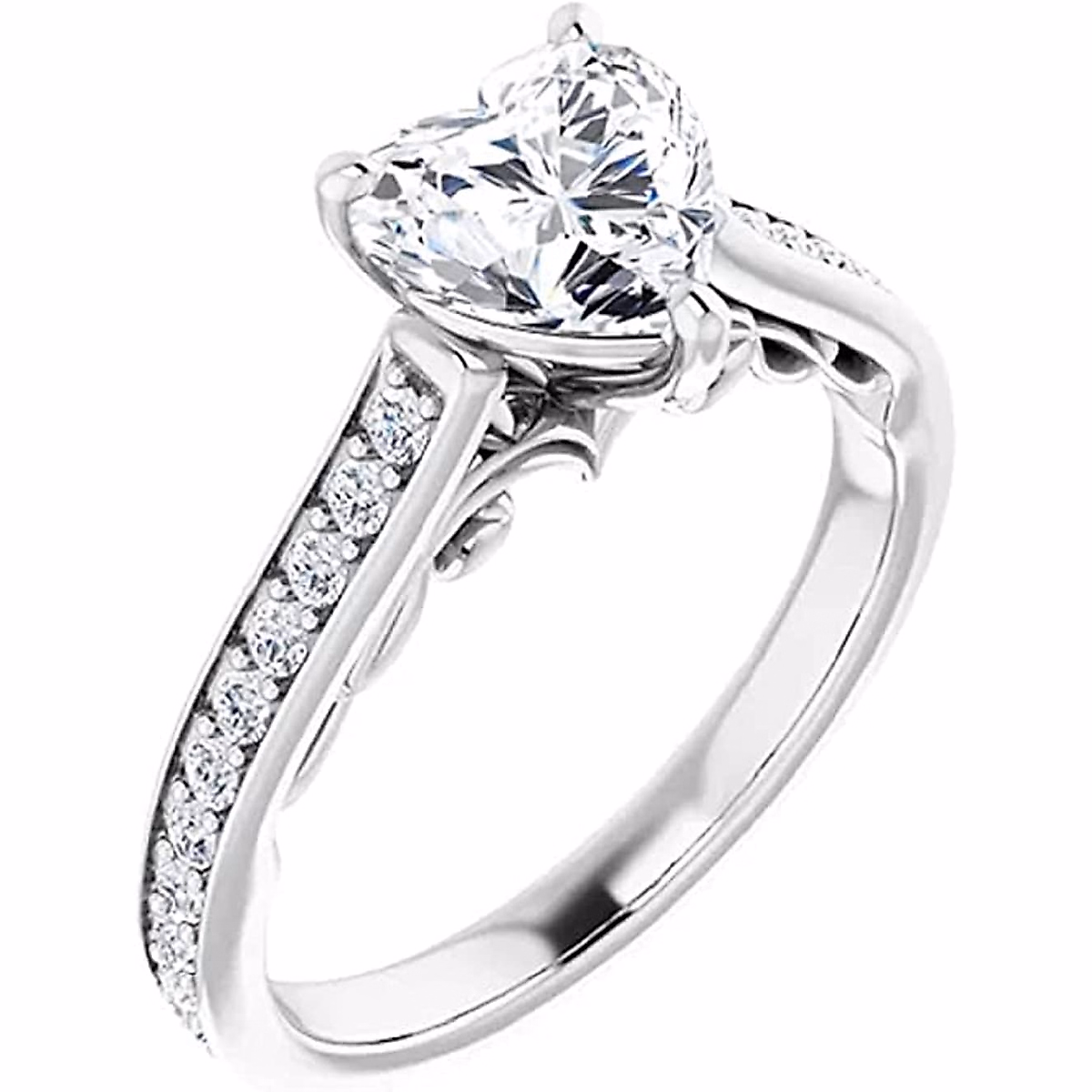 Moissanite World Art Deco Engagement Ring, Heart Cut 2.00CT, VVS1 Clarity, Colorless Moissanite Ring, 925 Sterling Silver, Valentine's Gift, Wedding Ring, Perfact for Gift (7.5)