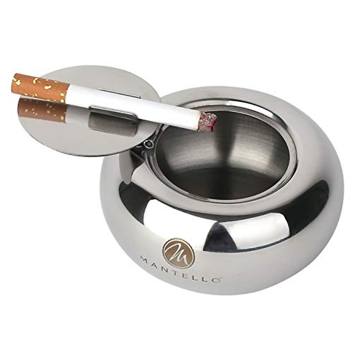 Mantello Ashtray for Outside, Ashtray with Lid Smell Proof, Stainless Steel Home Ashtrays, Ashtray with Cover, Indoor/Outdoor Ashtray